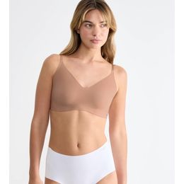 Bralette Sloggi "ZERO Microfibre 2.0", Damen, Gr. XS, N-Gr, braun (cameo braun), Obermaterial: 76% Polyamid, 24% Elasthan, BHs Bralette, nahtlos, herausnehmbare Einlagen, mittlerer Halt, Microfaser