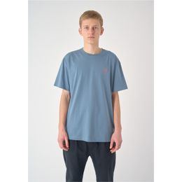 T-Shirt Cleptomanicx "Sketch Gull", Herren, Gr. L, blau, 100% Baumwolle, bedruckt, normal, Rundhals, Shirts T-Shirt, mit gro&szlig;em Backprint