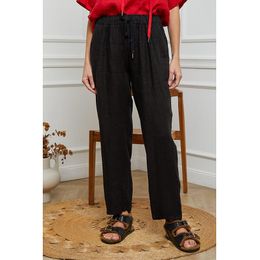 Fleur de Lin Leinen-Hose "Ferria" in Schwarz - 76% | Gr&ouml;&szlig;e M | Damenhosen