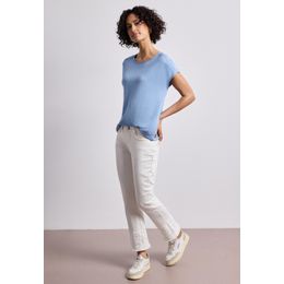 Shirttop Street One, Damen, Gr. 46, drift blau, Jersey, Obermaterial: 60% Viskose, 40% Polyester, unifarben, bequem normal, Rundhals, Tops Shirttop, unifarben, Sommershirt, in Strick-Optik