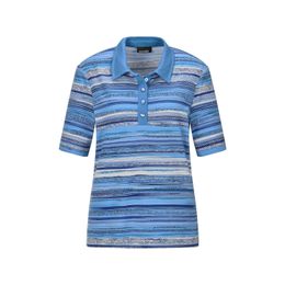Print-Shirt GOLDNER "Jerseyshirt mit Ethno-Design", Damen, Gr. 48, blau (blau, gemustert), Obermaterial: 95% Viskose CV. 5% Elasthan EL., gerade, Shirts, stretchbequemer Viskosejersey
