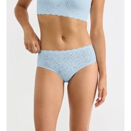 Hipster Sloggi "ZERO Feel Bliss Hipster", Damen, Gr. L, blau (light blau), Spitze, Obermaterial: 76% Polyamid, 24% Elasthan, unifarben, k&ouml;rpernah, Unterhosen, unsichtbar mit Spitzenoptik