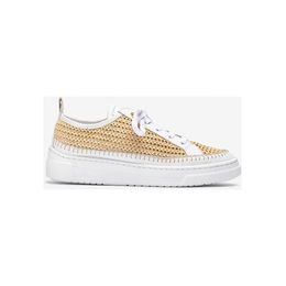 Unisa Leder-Sneakers in Beige/ Wei&szlig; - 60% | Gr&ouml;&szlig;e 38 | Damen-sneakers