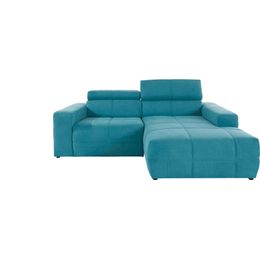 Ecksofa DOMO collection "BRANDON inkl. Kopfteilverstellung, 214x100x80 cm, L-Form", blau (t&uuml;rkis), B:214cm H:80cm T:175cm, 92% Polyester 8% Nylon, Sofas, Ecksofa, Mit Kopfteilverstellung, auch in Leder und Cord, L-Form
