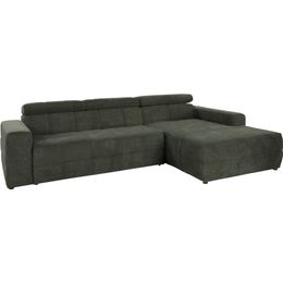 Ecksofa DOMO collection "BRANDON 289x177x80 cm, whlw. mit Sitztiefenverstellung, L-Form", gr&uuml;n (dunkelgr&uuml;n), B:289cm H:80cm T:175cm, Luxus-Microfaser in Antikleder-Optik (100% Polyester);Luxus-Microfaser (100% Polyester);Kunstleder SOFTLUX, Sofas, Ecksofa, mit Kopfteilverstellung, wahlweise Sitztiefenverstellung, L-Form