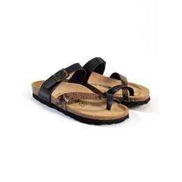 BACKSUN Zehentrenner "Barcelone" in Schwarz/ Braun - 48% | Gr&ouml;&szlig;e 39 | Damen-sandalen