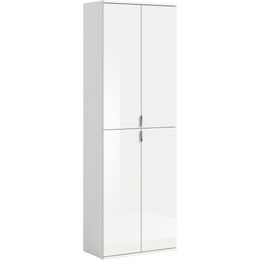 Garderobenschrank Home Affaire "TRONDHEIM, H&ouml;he 193 cm, 4 T&uuml;ren, 9 F&auml;cher, 7 Einlegeb&ouml;den", wei&szlig; (wei&szlig;, wei&szlig; hochglanz), B:61cm H:193cm T:34cm, Holzwerkstoff, Schr&auml;nke, Garderobenschrank, Schrank, Hochschramk, Mehrzweckschrank, Universalschrank, Flur, Diele