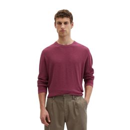 Marc O'Polo Rundhalspullover MARC O'POLO "aus Bio-Baumwolle und Leinen", Herren, Gr. L, acai rot, Obermaterial: 90% Baumwolle, 10% Leinen, unifarben, Rundhals, Pullover Rundhalspullover