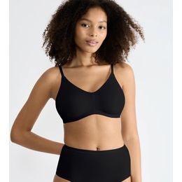 Soft-BH Sloggi "GO Daily Cotton", Damen, Gr. L, N-Gr, schwarz, Single Jersey, Obermaterial: 82% Baumwolle, 18% Elasthan, unifarben, Basic, BHs Soft-BH, Glanz-Effekt Details, tiefer V-Ausschnitt, ohne B&uuml;gel