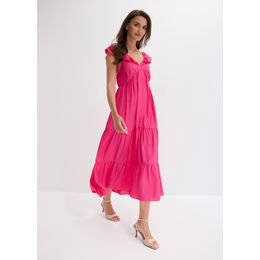 bonprix Tr&auml;gerkleid aus feinem Viskose-Mix, pink, Gr.50, Ein stylisher Hingucker, aus Viskose