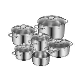 Topf-Set WMF "Provence Plus, Kochtopf Set mit Glasdeckel, sp&uuml;lmaschinengeeignet", edelstahl, T&ouml;pfe, hitzebest&auml;ndig bis 250C, TransTherm-Allherdboden, poliert, Induktion