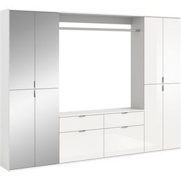 Garderoben-Set Home Affaire "TRONDHEIM, 5-teilig, Breite 243cm, individuell platzier- & erweiterbar", wei&szlig; (wei&szlig;, wei&szlig; hochglanz), B:243cm H:193cm T:34cm, Holzwerkstoff, Kastenm&ouml;bel-Sets, Garderobenschrank, Kleiderschrank, Schrankkombination, Garderobe
