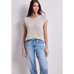Shirttop Street One, Damen, Gr. 36, clay sand, Jersey, Obermaterial: 60% Viskose, 40% Polyester, unifarben, bequem normal, Rundhals, Tops Shirttop, unifarben, Sommershirt, in Strick-Optik