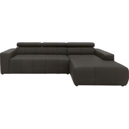 Ecksofa DOMO collection "BRANDON 289x177x80 cm, whlw. mit Sitztiefenverstellung, L-Form", braun (dunkelbraun), B:285cm H:80cm T:175cm, Luxus-Microfaser in Antikleder-Optik (100% Polyester);Luxus-Microfaser (100% Polyester);Kunstleder SOFTLUX, Sofas, Ecksofa, mit Kopfteilverstellung, wahlweise Sitztiefenverstellung, L-Form