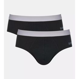 Slip Sloggi "men GO ABC 2.0 Brief 2P", Herren, Gr. S, schwarz, Single Jersey, Obermaterial: 95% Baumwolle, 5% Elasthan, clean, unifarben, k&ouml;rpernah, Unterhosen Slip, moderne bequeme Basics