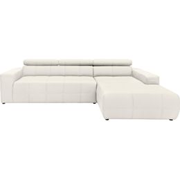 Ecksofa DOMO collection "BRANDON 289x177x80 cm, whlw. mit Sitztiefenverstellung, L-Form", wei&szlig;, B:285cm H:80cm T:175cm, Luxus-Microfaser in Antikleder-Optik (100% Polyester);Luxus-Microfaser (100% Polyester);Kunstleder SOFTLUX, Sofas, Ecksofa, mit Kopfteilverstellung, wahlweise Sitztiefenverstellung, L-Form
