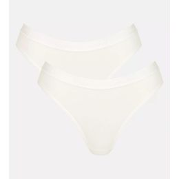 Slip Sloggi "GO Casual", Damen, Gr. L, wei&szlig; (silk wei&szlig;), Single Jersey, Obermaterial: 95% Baumwolle, 5% Elasthan, clean, unifarben, k&ouml;rpernah, Unterhosen Slip, weich, atmungsaktiv, Baumwollmischung, elastisch
