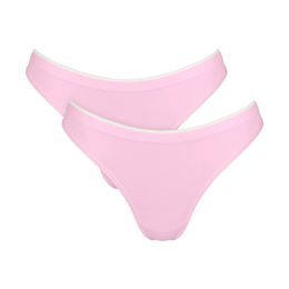 Tanga Sloggi "GO Sense", Damen, Gr. L, rosa (floral pink), Single Jersey, Obermaterial: 85% Modal, 15% Elasthan, figurbetont, Unterhosen Tanga, Modalmix, nahtlos, flacher Saum, elastisch, weich
