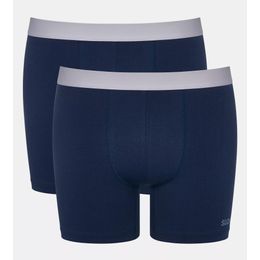 Boxer Sloggi "Men GO ABC 2.0", Herren, Gr. L, blau (navy), Single Jersey, Obermaterial: 95% Baumwolle, 5% Elasthan, clean, unifarben, k&ouml;rpernah, Unterhosen, l&auml;ngeres Bein, Baumwollmix, weich, elastischer Bund