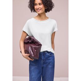 Shirttop Street One, Damen, Gr. 34, sanftes wei&szlig;, Jersey, Obermaterial: 95% Viskose, 5% Elasthan, unifarben, regular fit normal, U-Boot-Ausschnitt, Tops Shirttop, mit Deko-Tape