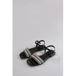 Riemchensandale ANISTON SHOES, Damen, Gr. 40, schwarz, Lederimitat, Schuhe Riemchensandale, Sommerschuh, Sandalette, Glitzersteine