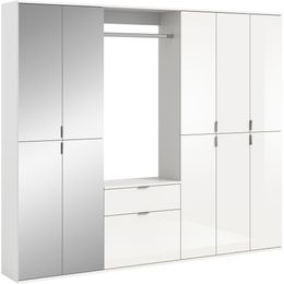Garderoben-Set Home Affaire "TRONDHEIM, 6-teilig, Breite 213cm, individuell platzier- & erweiterbar", wei&szlig; (wei&szlig;, wei&szlig; hochglanz), B:213cm H:193cm T:34cm, Holzwerkstoff, Kastenm&ouml;bel-Sets, Garderobenschrank, Kleiderschrank, Schrankkombination, Garderobe