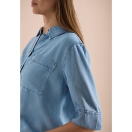 Hemdbluse Cecil, Damen, Gr. XS (36), light blau wash, Web, Obermaterial: 100% Lyocell, figurumspielend h&uuml;ftbedeckend, Blusen Hemdbluse, im Denim-Look
