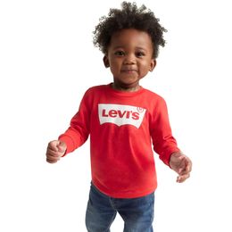 Langarmshirt LEVI'S KIDS "BATWING TEE", Jungen, Gr. 3/62, rot, Single Jersey, Obermaterial: 60% Baumwolle, 40% Polyester, bedruckt, Basic schmal h&uuml;ftlang, Rundhals, Rippb&uuml;ndchen, Shirts Langarmshirt, UNISEX