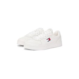 Plateausneaker Tommy Jeans "THE GREENWICH", Damen, Gr. 39, wei&szlig;, Leder, Lederimitat, Schuhe Plateausneaker, Schn&uuml;rschuh, Halbschuh, Freizeitschuh mit Ziern&auml;hten