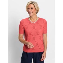 Kurzarmpullover CLASSIC "Pullover", Damen, Gr. 38, orange (koralle), 100% Polyacryl, unifarben, Pullover