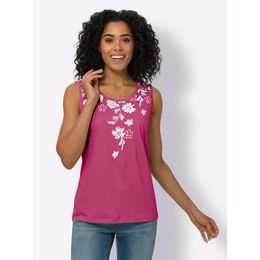 Shirttop Classic Basics, Damen, Gr. 40, pink (fuchsia, wei&szlig;), 100% Baumwolle, gebl&uuml;mt, gemustert, mehrfarbig, Tops Shirttop