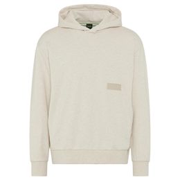 Kapuzensweatshirt BOSS Green, Herren, Gr. L, open wei&szlig;137, Sweatware, Obermaterial: 88% Baumwolle, 12% Polyester, unifarben, relaxed fit normal, Rundhals, B&uuml;ndchen, Sweatshirts, Rippb&uuml;ndchen, Relaxed Fit, Baumwollmischung