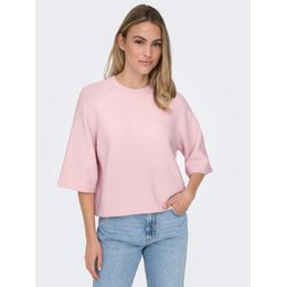 Strickpullover Only "ONLSIMONI 3/4 PULLOVER KNT NOOS", Damen, Gr. L, potpourri, Strick, Obermaterial: 74% Polyacryl, 24% Polyester, 2% Elasthan, unifarben, regular fit h&uuml;ftlang, Rundhals, weit, Pullover Strickpullover, Materialmix, regular fit