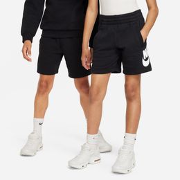 Sporthose Nike Sportswear "K NSW CLUB FT SHORT HBR", M&auml;dchen, Gr. L, N-Gr, schwarz, wei&szlig;, Obermaterial: 80% Baumwolle, 20% Polyester, Hosen Sporthose, Junior-Shorts, aus French-Terry-Material, mit Kordelzug