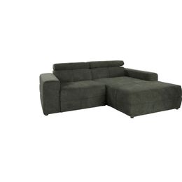 Ecksofa DOMO collection "BRANDON inkl. Kopfteilverstellung, 214x100x80 cm, L-Form", gr&uuml;n, B:214cm H:80cm T:175cm, 95% Polyester 5% Polyacryl, Sofas, Ecksofa, Mit Kopfteilverstellung, auch in Leder und Cord, L-Form