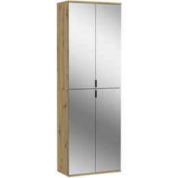 Schuhschrank Home Affaire "TRONDHEIM, H&ouml;he 193 cm, 4 Spiegelt&uuml;ren, 9 F&auml;cher, 7 Einlegeb&ouml;den", braun (artisan eiche nachbildung), B:61cm H:193cm T:34cm, Holzwerkstoff, Schr&auml;nke, Schuhschrank, Schrank, Hochschramk, Mehrzweckschrank, Universalschrank, Flur, Diele