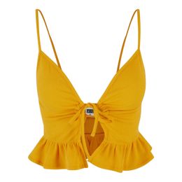 Tanktop Urban Classics "Urban Classics Damen Ladies Waffle Pique Ruffle Top", Damen, Gr. 3XL, magicmango, 65% Baumwolle, 35% Polyester, unifarben, skinny fit, Tops Tanktop