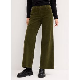 bonprix Cordhose im Marlene-Stil, gr&uuml;n, Gr.48, L&auml;ssige Marlene-Stretch-Hose mit ausgestelltem Bein, aus Cord