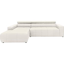 Ecksofa DOMO collection "BRANDON 289x177x80 cm, whlw. mit Sitztiefenverstellung, L-Form", wei&szlig;, B:285cm H:80cm T:175cm, Luxus-Microfaser in Antikleder-Optik (100% Polyester);Luxus-Microfaser (100% Polyester);Kunstleder SOFTLUX, Sofas, Ecksofa, mit Kopfteilverstellung, wahlweise Sitztiefenverstellung, L-Form