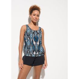 bonprix Oversize-Tankini (2-tlg.Set) mit Panty, schwarz, Gr.44, Oversize-Tankini mit bedeckender Pantyhose