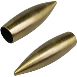 Gardinenstangen-Endst&uuml;ck Liedeco "Bullet", gold (messingfarben, antik), H:2,2cm L:8cm &Oslash;:1,6cm, Gardinenstangenendst&uuml;cke, Gardinenstangen-Endst&uuml;ck, f&uuml;r Gardinenstangen &Oslash; 16 mm