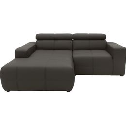 Ecksofa DOMO collection "BRANDON inkl. Kopfteilverstellung, 214x100x80 cm, L-Form", grau, B:214cm H:80cm T:175cm, Luxus-Kunstleder;100% Polyurethan, Sofas, Ecksofa, Mit Kopfteilverstellung, auch in Leder und Cord, L-Form