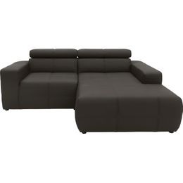 Ecksofa DOMO collection "BRANDON inkl. Kopfteilverstellung, 214x100x80 cm, L-Form", braun (dunkelbraun), B:214cm H:80cm T:175cm, Luxus-Kunstleder;100% Polyurethan, Sofas, Ecksofa, Mit Kopfteilverstellung, auch in Leder und Cord, L-Form