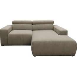 Ecksofa DOMO collection "BRANDON inkl. Kopfteilverstellung, 214x100x80 cm, L-Form", braun (schlamm), B:214cm H:80cm T:175cm, 100% Polyester, Sofas, Ecksofa, Cord, schlamm