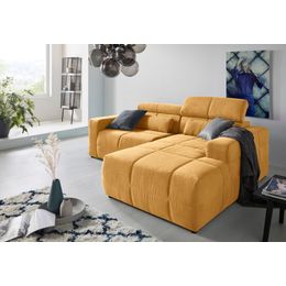 Ecksofa DOMO collection "BRANDON inkl. Kopfteilverstellung, 214x100x80 cm, L-Form", orange (mango), B:214cm H:80cm T:175cm, 92% Polyester 8% Nylon, Sofas, Ecksofa, Mit Kopfteilverstellung, auch in Leder und Cord, L-Form
