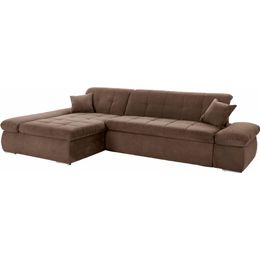 Ecksofa DOMO collection "NMORIC XXL, 300x172x80cm, L-Form", braun, B:300cm H:80cm T:172cm, Chenille (85% Polyester, 15% Acryl);Luxus-Microfaser (100% Polyester);Struktur ( 100% Polyester);Microfaser PRIMABELLE (100% Polyester), Sofas, Ecksofa, wahlweise mit Bettfunktion und Armlehnverstellung