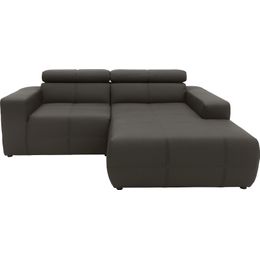 Ecksofa DOMO collection "BRANDON inkl. Kopfteilverstellung, 214x100x80 cm, L-Form", grau, B:214cm H:80cm T:175cm, Luxus-Kunstleder;100% Polyurethan, Sofas, Ecksofa, Mit Kopfteilverstellung, auch in Leder und Cord, L-Form