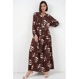 Gemustertes V-Ausschnitt Maxikleid