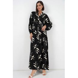 Gemustertes V-Ausschnitt Maxikleid