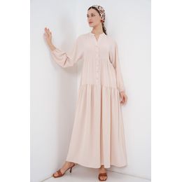 V-Ausschnitt Knopfverschluss L&auml;ssiges Maxi-Kleid